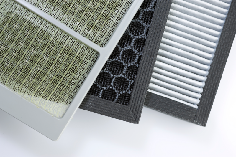 Three stacked air filters